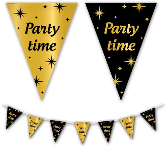 BTH - Slingers - Party Time - Goud en Zwart - Slingers Verjaardag ...