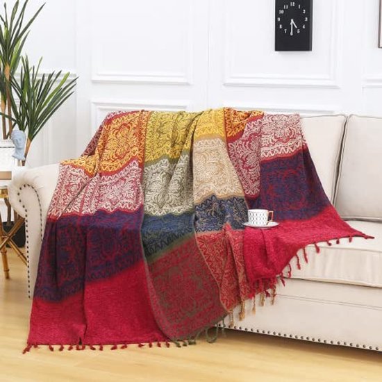 Bohemian grote plaid met kwastjes - multifunctionele zachte luxe plaid ...
