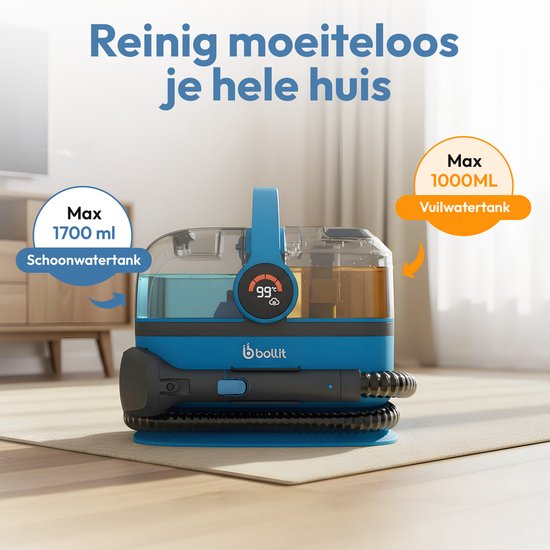 BOLLIT 4-in-1 Tapijtreiniger XL 1800W Ultra - Stoomreiniger en ...