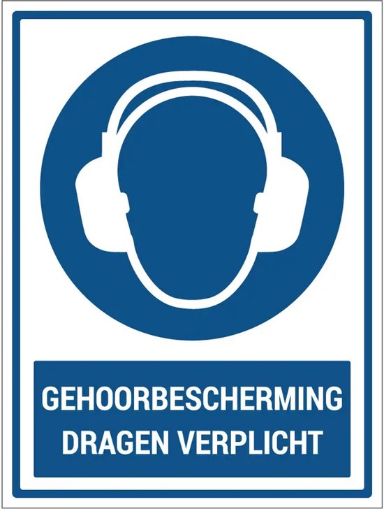 Gehoorbescherming dragen verplicht sticker met tekst - 20 x 15 cm | bol