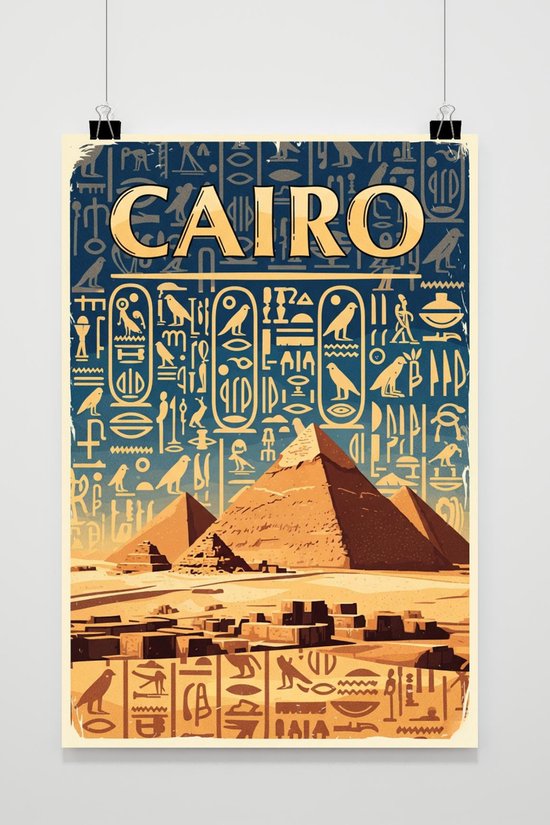 Caïro Poster - Steden Posters - Egypte - Tekst - Symbolen - Piramide ...