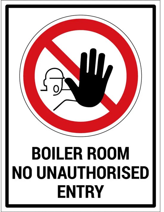 Boiler room no unauthorised entry sticker met tekst - 20 x 15 cm | bol