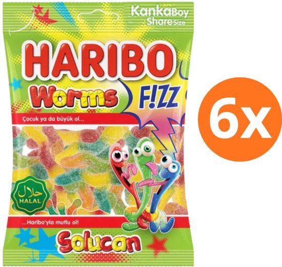 Haribo Worms Fizz Halal – 6 x 80 grammes – Snoep Halal | bol