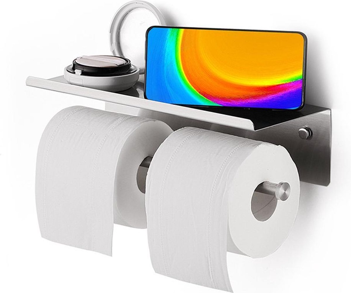 Toiletrolhouder | WC Rolhouder Met Telefoonplankje | Dubbele ...