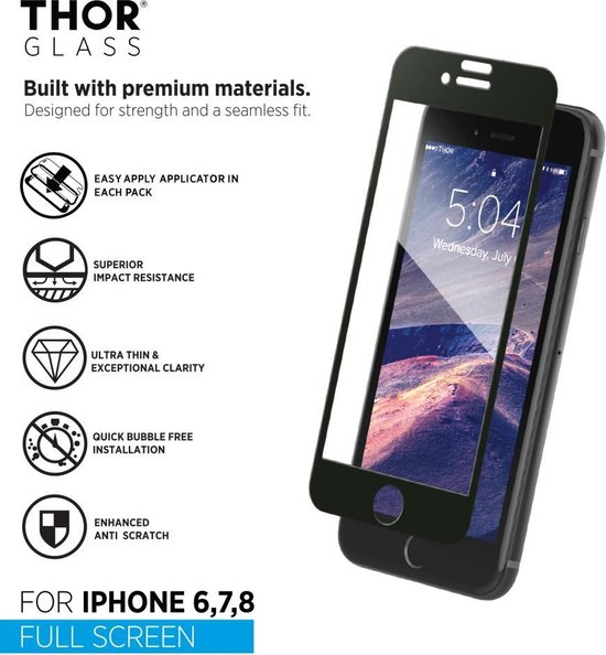 THOR FS Glass Screenprotector met Applicator voor de iPhone 6 6s 7 8 SE 2020 SE 2022 -... | bol.com