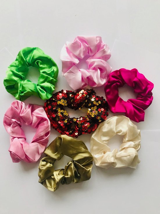 7 stuks Scrunchies Haar Satijn Zacht Elastisch haar bandje 6 mix ...