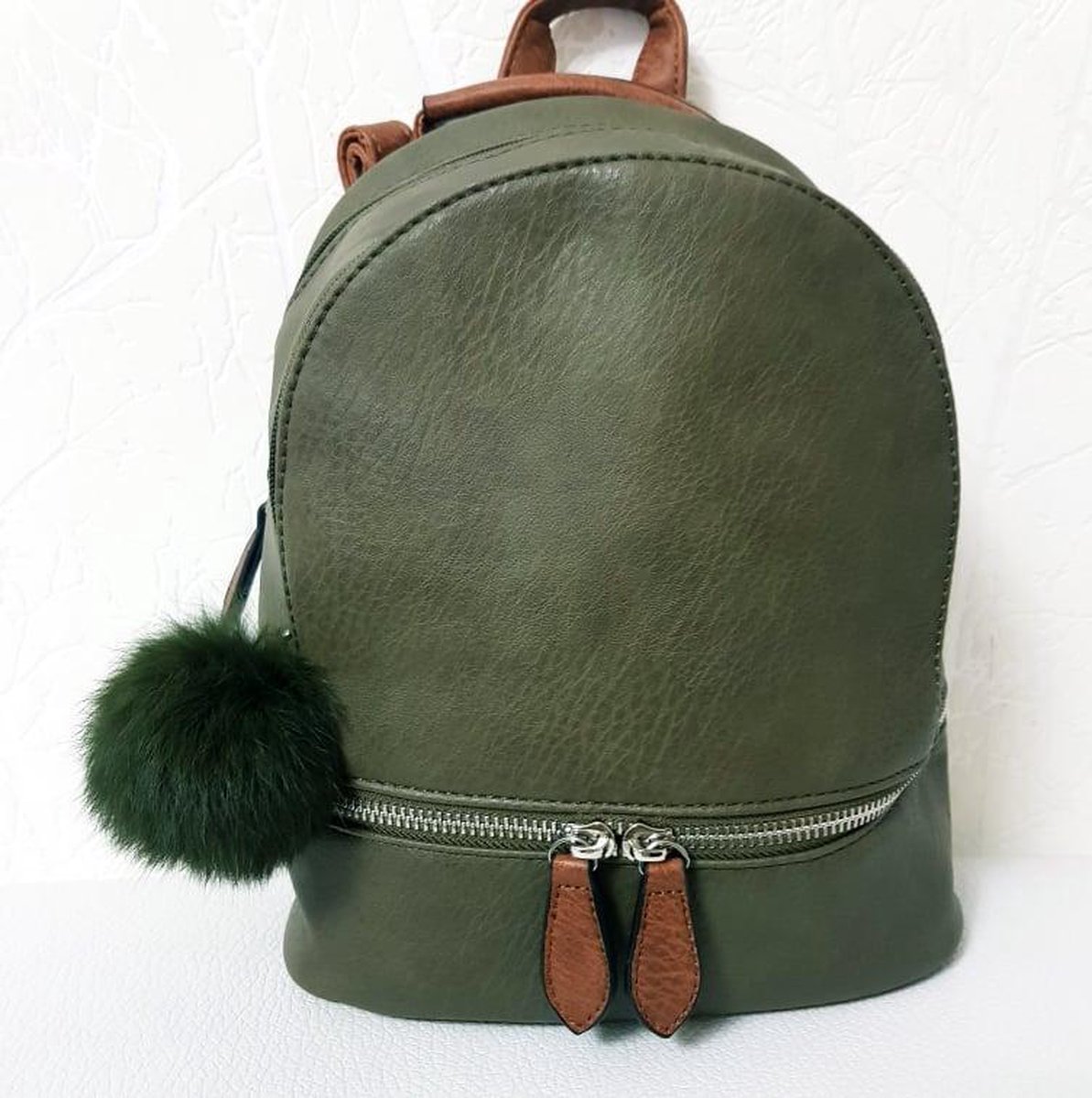 JOON - Rugtas dames rugzak klein - met pluim | Groen | bol.com
