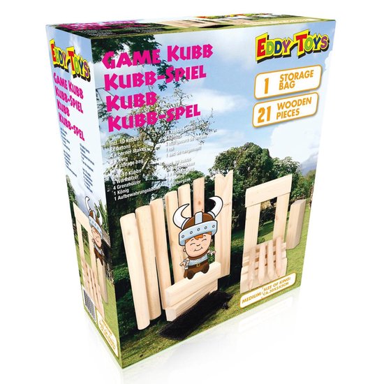 Eddy Toys Kubb Werpspel - Vikingspel - 21-delig - 2-6 Spelers - Medium - Hout | bol
