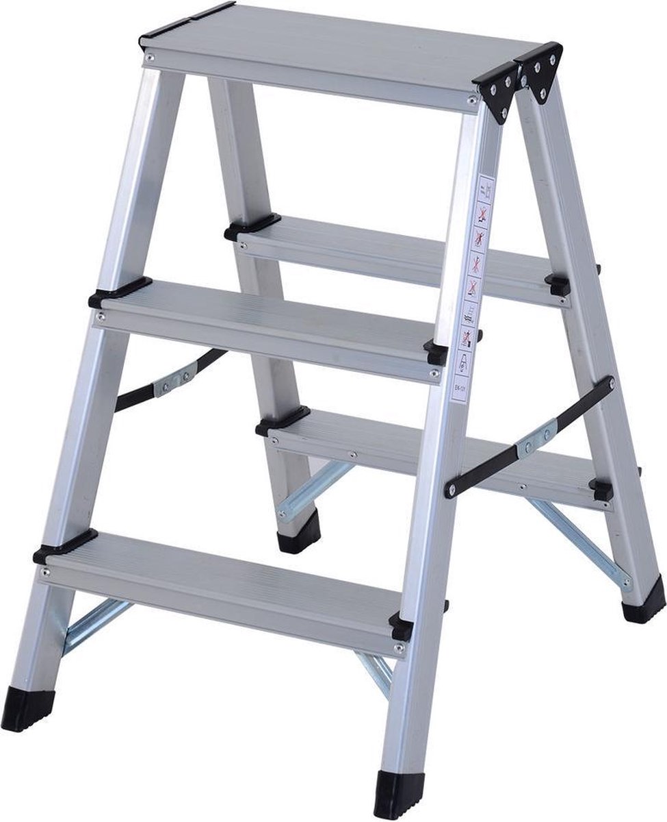 Trapladder - Industrietrap - Trap - Huishoudtrap - 3 Treden - Aluminium ...