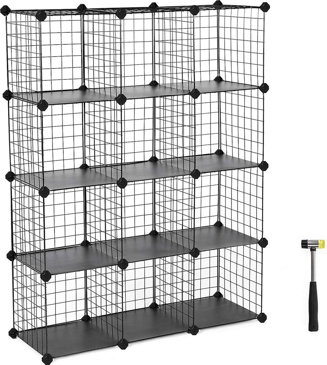 Zwarte Opbergkast - Modulaire kast - Metalen Rek 4 Niveaus 3 rijen ...