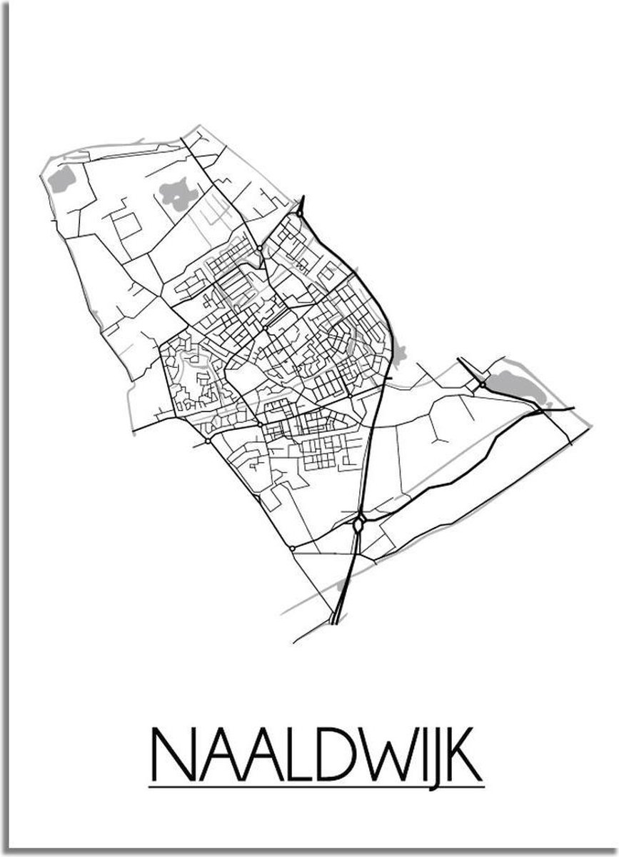DesignClaud Naaldwijk Plattegrond poster - A2 + fotolijst zwart (42x59 ...