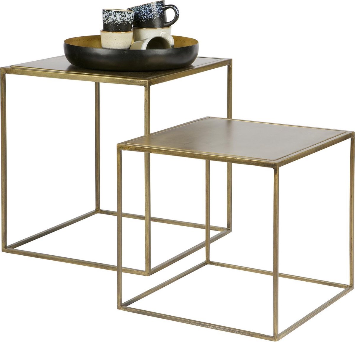 Tables d'appoint métalliques BePureHome - Métal carré - Laiton - Set v2 | bol.com