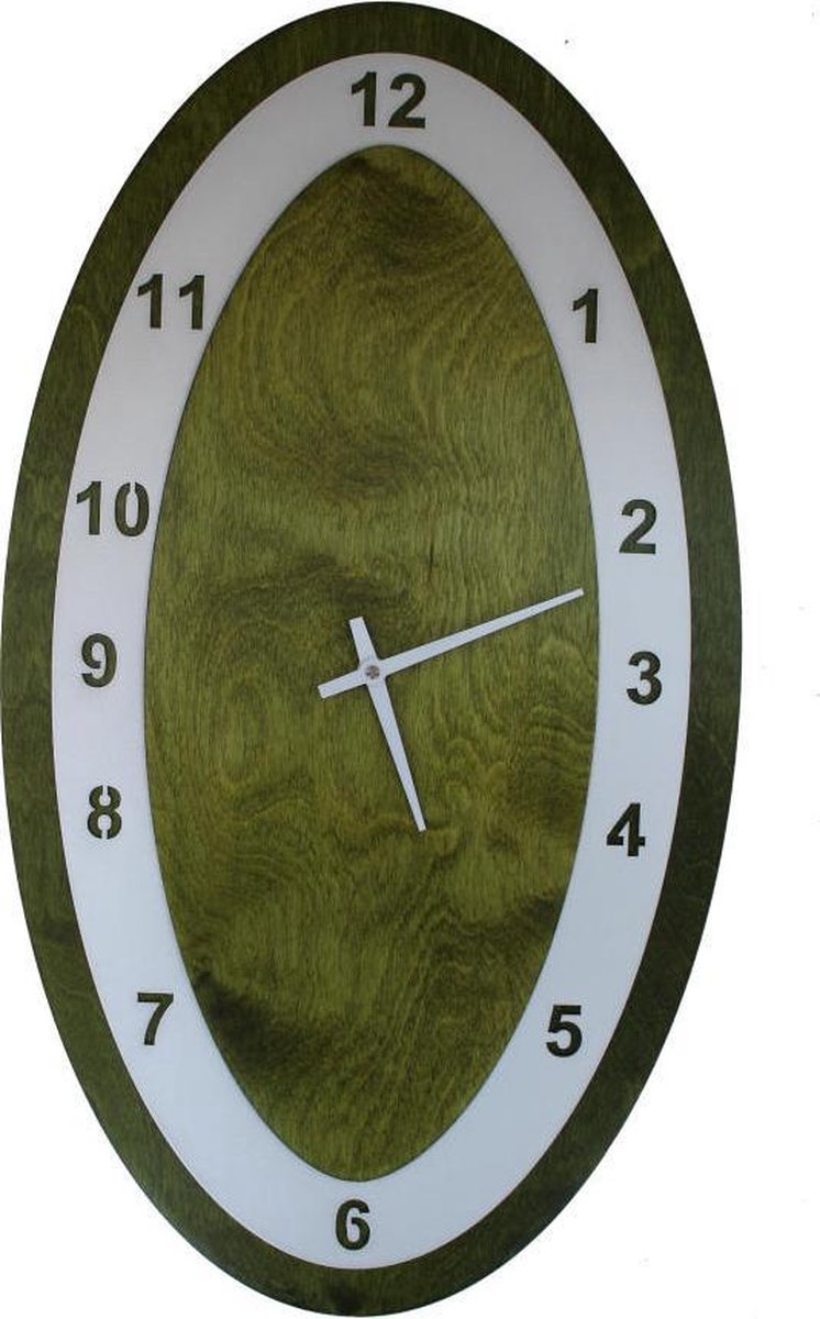 Houten Wandklok - 60 cm - Groen - 3 lagen hout - Unieke klok - Duitse ... Houten Wandklok - 60 cm - Groen - 3 lagen hout - Unieke klok - Duitse ...