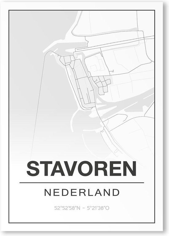 Poster/plattegrond STAVOREN - A4 | bol