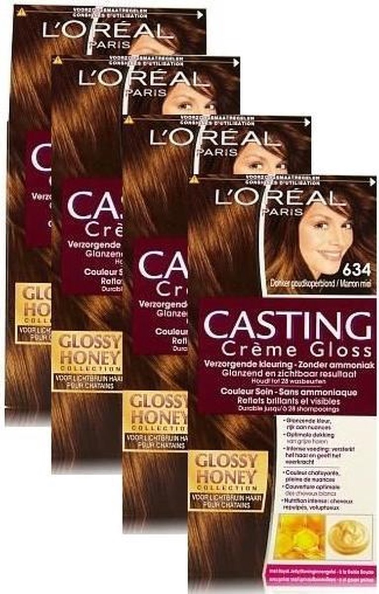 L'Oréal Paris Casting Crème Gloss Haarverf 634 Goudkoperblond 4 Stuks ...
