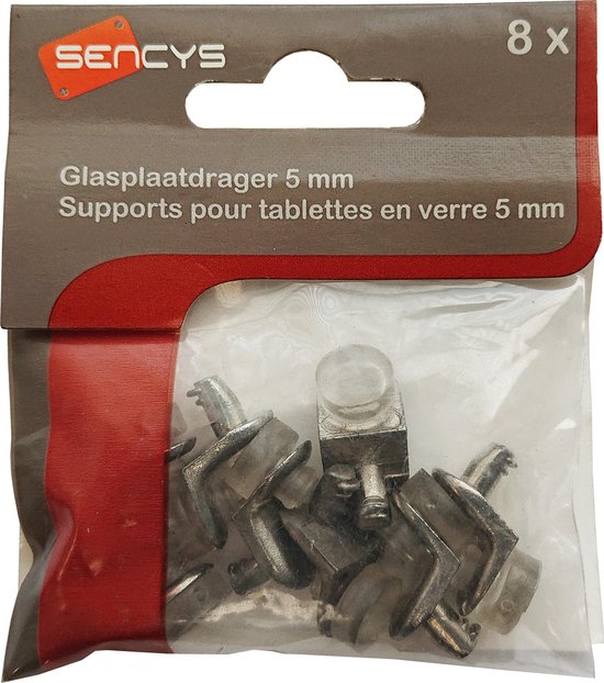 SENCYS glasplaatdragers 5mm vernikkeld staal met siliconen 8 stuks | bol
