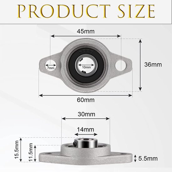 flenslager, 6 stuks, 10 mm, zinklegering, kogellagerblok, zelfrichtend ...