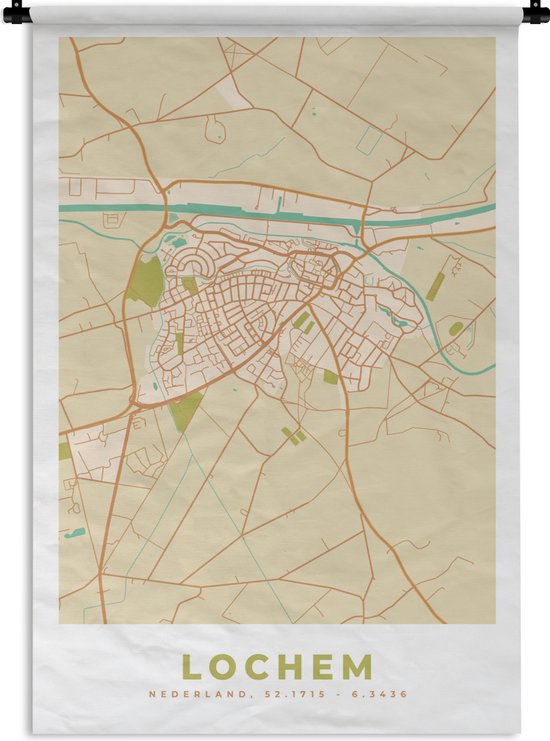 Wandkleed - Wanddoek - Kaart - Stadskaart - Vintage - Lochem ...