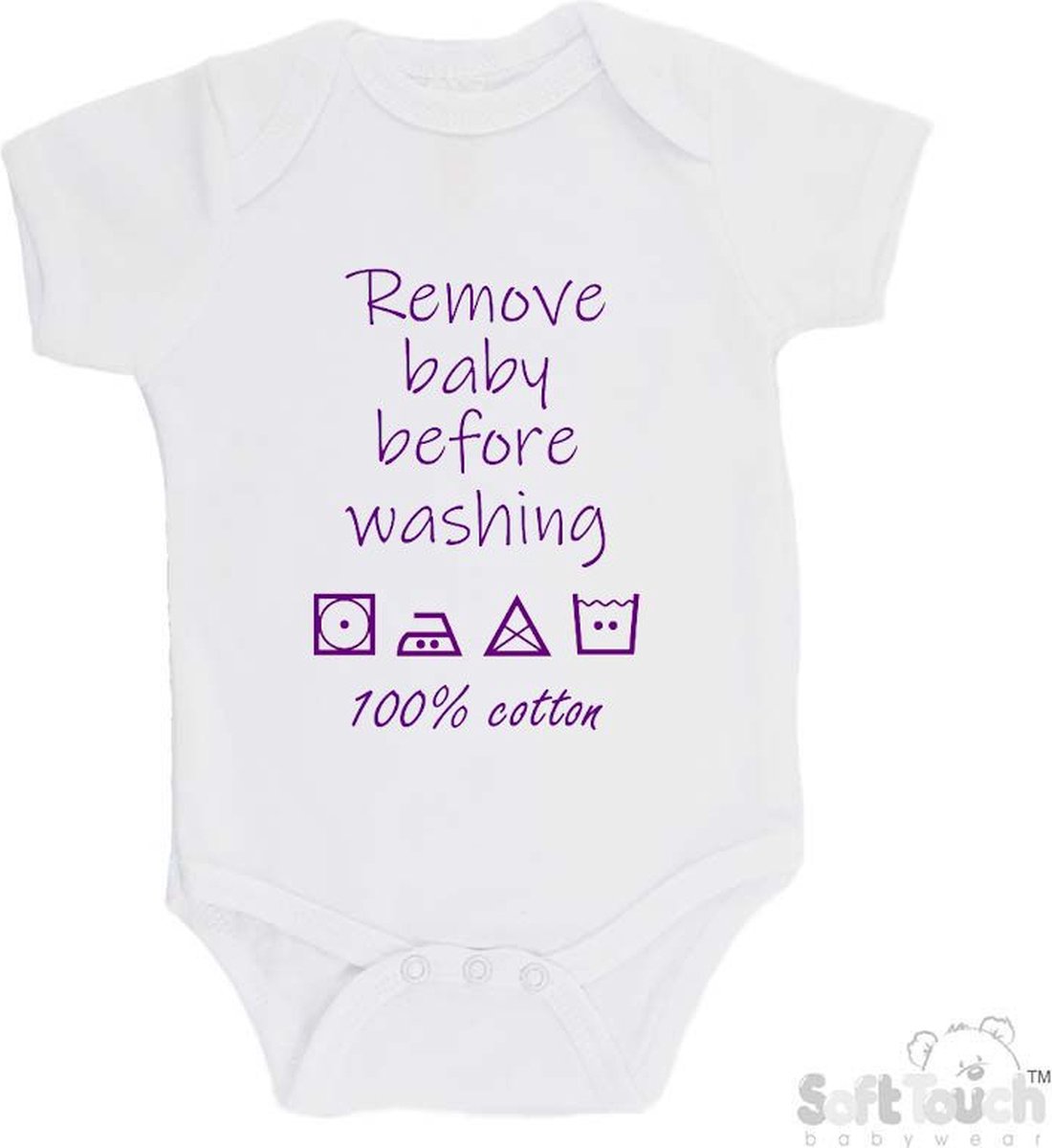 100% katoenen Romper "Remove baby before washing 100% cotton" Meisjes ...
