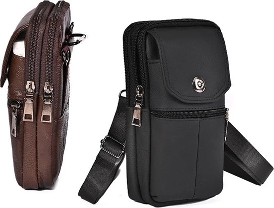 Schoudertas - Leer - Heuptas - Mannen - Lederen Taille Tas - Grote Capaciteit - Riem -... | bol