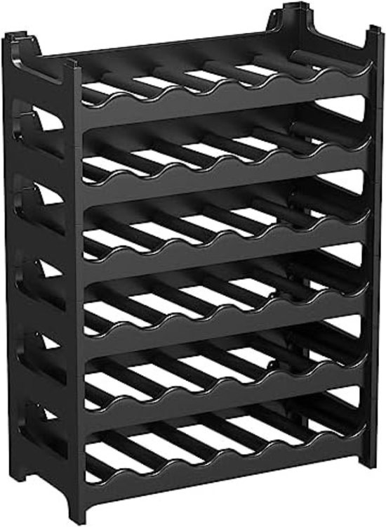 Wijnrek Staand - Wijnrek Zwart Staand - Wijnrek Stapelbaar - Zwart | bol