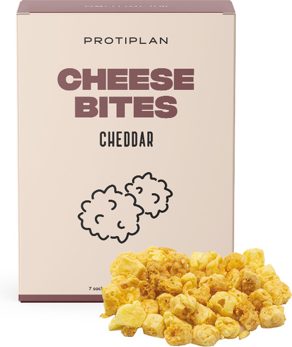 Protiplan | Cheese Bites | Cheddar Kaas | 7 x 20 gram | Low carb snack ...