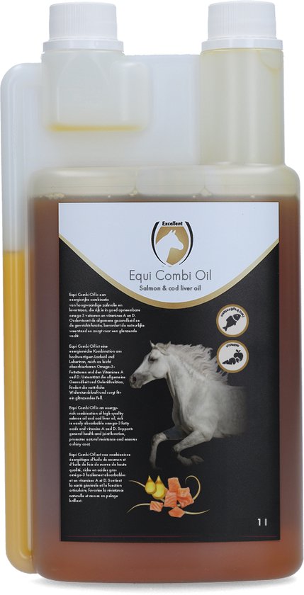 Excellent Equi Combi Olie Voermiddel – 1 Liter - Zalmolie en Levertraan – Bevat Omega... | bol