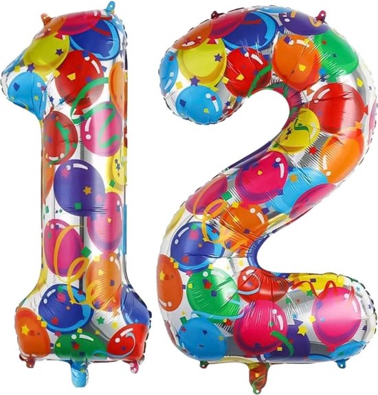 Cijfer Ballonnen Ballon Cijfer 12 Verjaardag Versiering Feest Helium ...