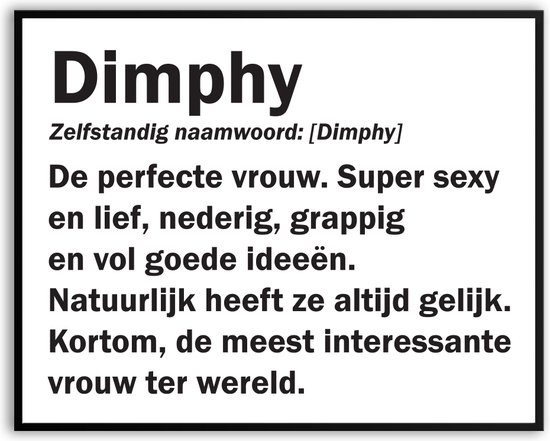 Dimphy betekenis Grappig Fotolijst met glas 40 x 50 cm - Cadeau - Kado ...