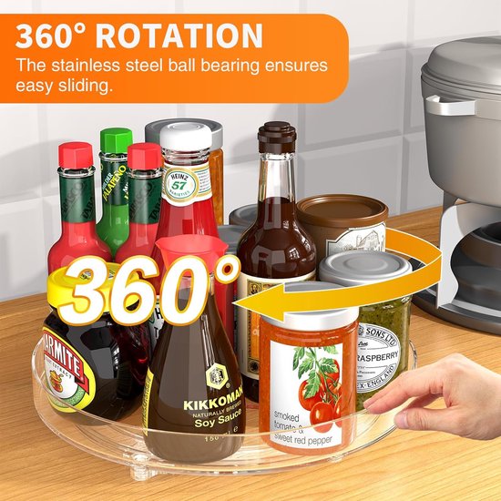 Draaiplateau, 2 stuks, koelkastorganizer, 360 graden draaibaar, kruidenrek, 23 cm,... | bol