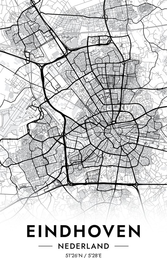 Eindhoven Poster Wit | Eindhoven Map | Kaart van Eindhoven | Stadposter ...