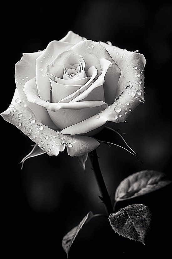 Zwart Wit Poster | Poster Roos | Bloemenposter | Aesthetic Poster ...