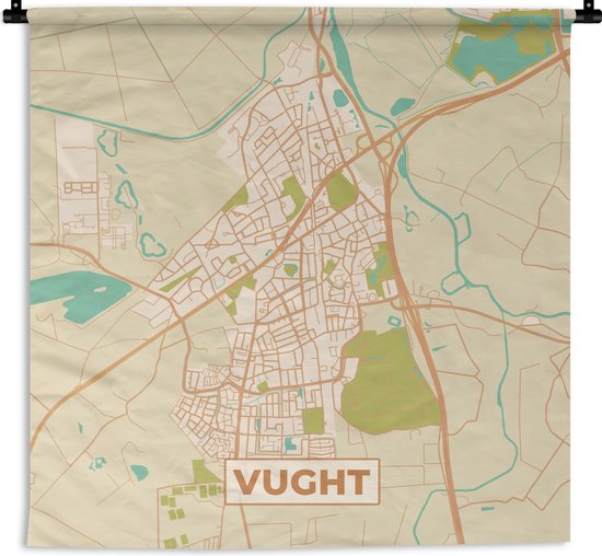 Wandkleed - Wanddoek - Plattegrond - Vught - Stadskaart - Kaart - 90x90 ...