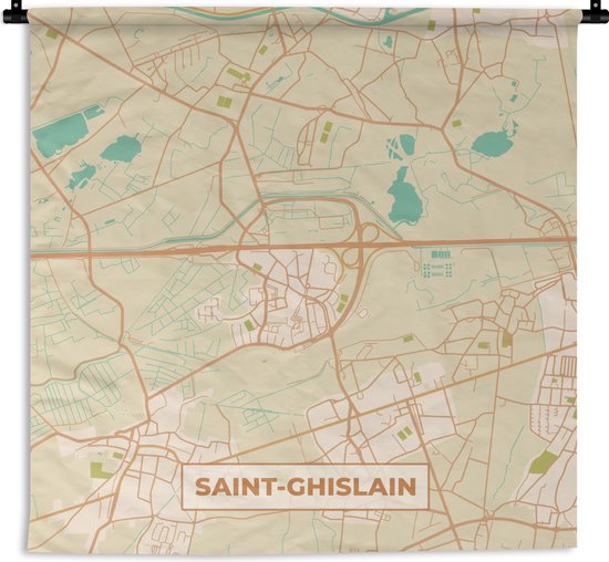 Wandkleed - Wanddoek - Stadskaart - Saint-Ghislain - Plattegrond ...