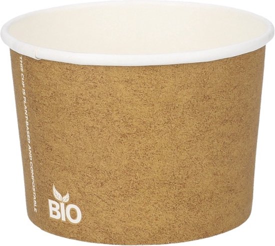 BIO kartonnen soepbeker 250ml composteerbaar bruin | bol