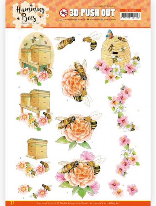 3D Push Out - Jeanine's Art - Humming Bees - Beehive | bol