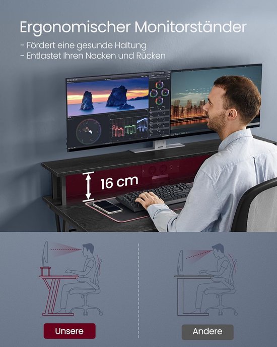 Signature Home - Gaming Bureau - Game Desk Met LED Verlichting ...