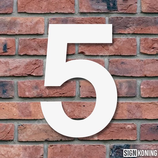 Kirinify – Mat wit huisnummer 20 cm hoog – Nummer 5 – Standaard model ...