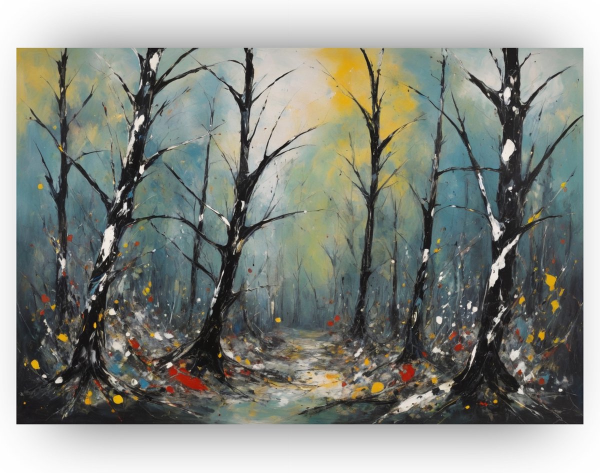 Bomen Pollock stijl - Jackson Pollock canvas schilderij - Muurdecoratie ...