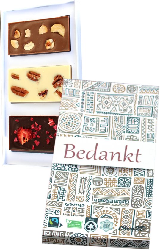 Bedankt Chocolade cadeau - Handgemaakte chocolaatjes - Brievenbuspakket ...