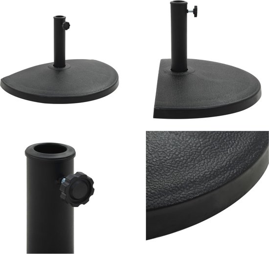 vidaXL Parasolvoet halfrond 15 kg polyresin zwart - Parasolvoet ...