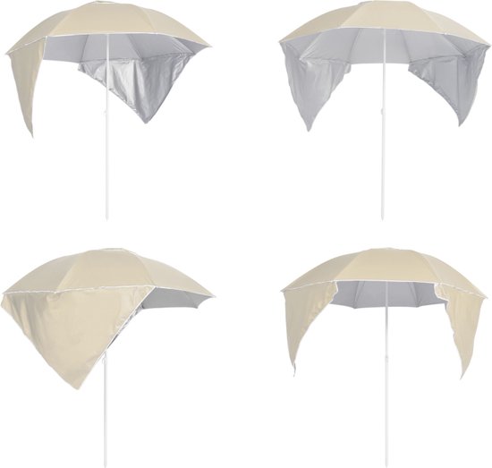 vidaXL Strandparasol met zijwanden 215 cm zandkleurig - Strandparasol ...