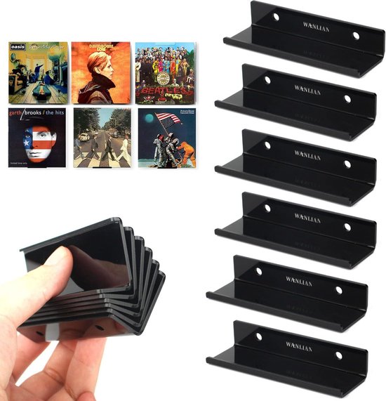 Platenwandhouder, 6 stuks vinyl platenplank, platenstandaard 10 x 3,5 x ...