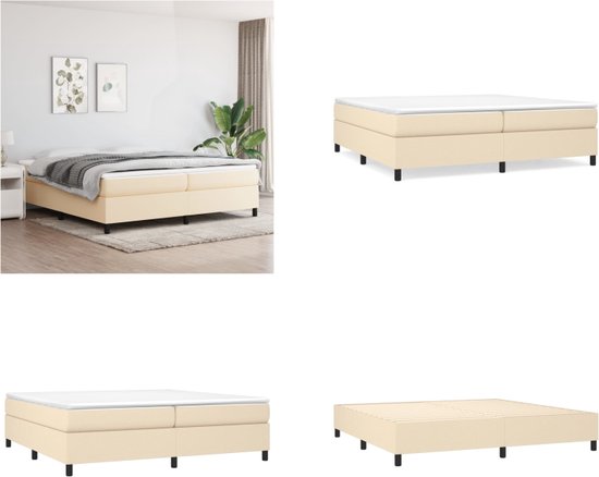vidaXL Boxspring met matras stof crèmekleurig 200x200 cm - Boxspring ...