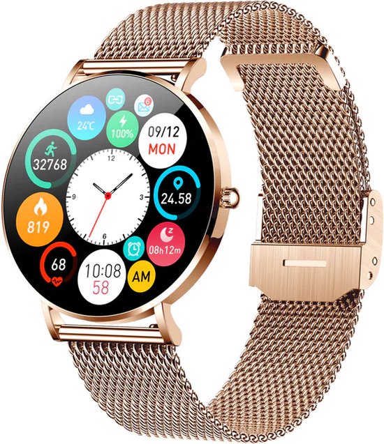 Valante Essential Smartwatch - Smartwatch Dames - Rosé goud staal - 43 ...