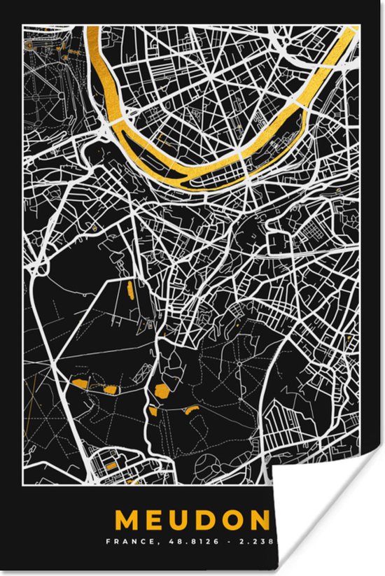 Poster Meudon - Kaart – Stadskaart – Frankrijk – Plattegrond - 60x90 cm ...