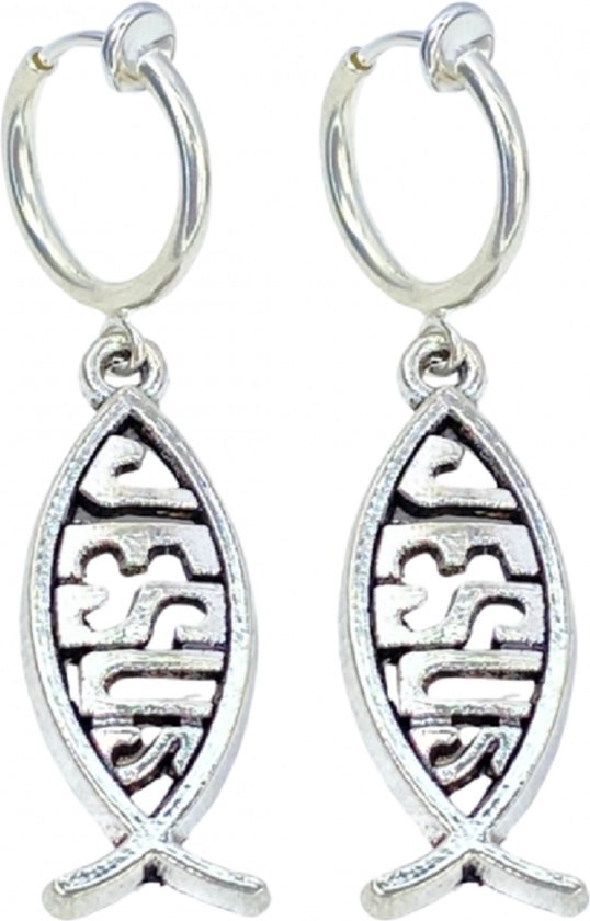 Klem oorbellen -Jesus- zilverkleur- geen gaatje- Charme Bijoux | bol