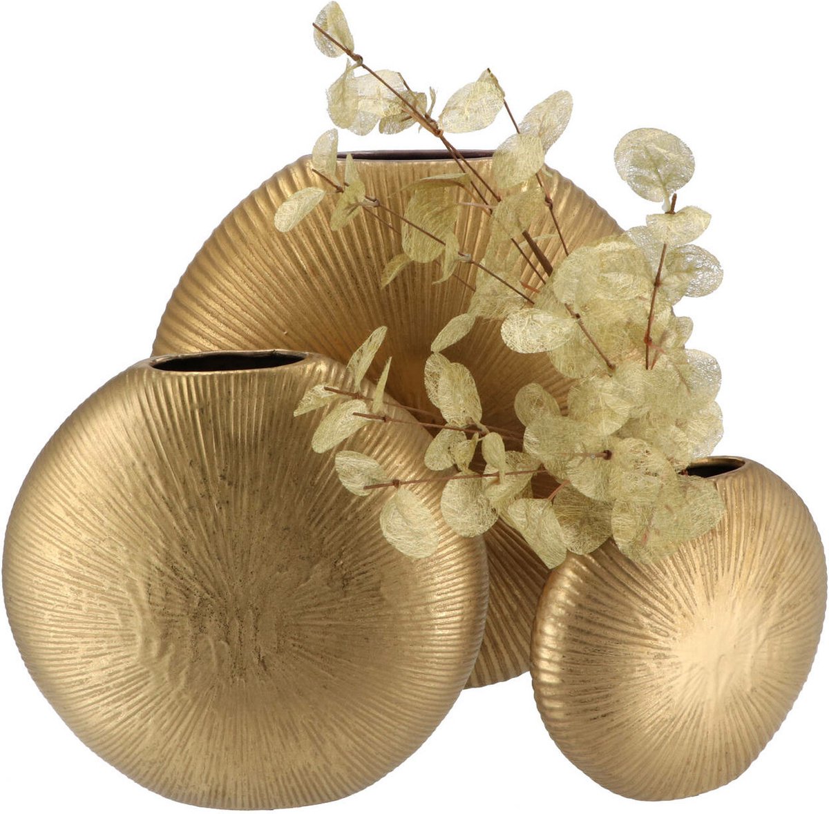 DK Design Bloemenvaas Nordic design model plat - goud - 40 x 11 cm ...