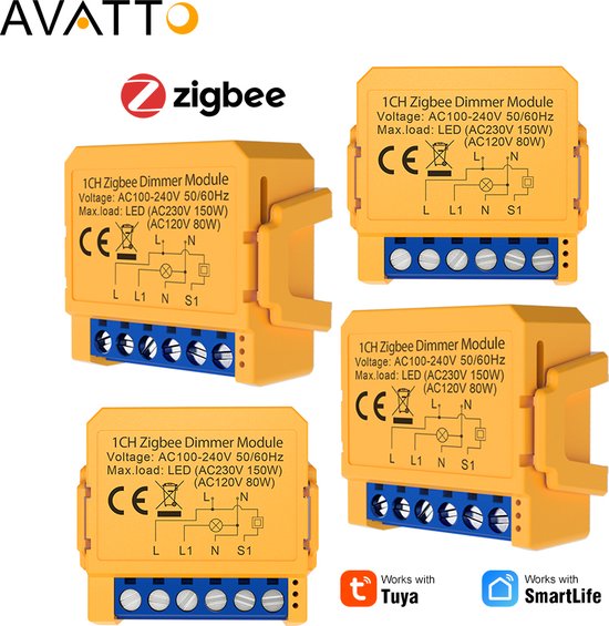Avatto Zigbee Dimmer module - Universeel - Vloeiend dimmen - Kleinste ...