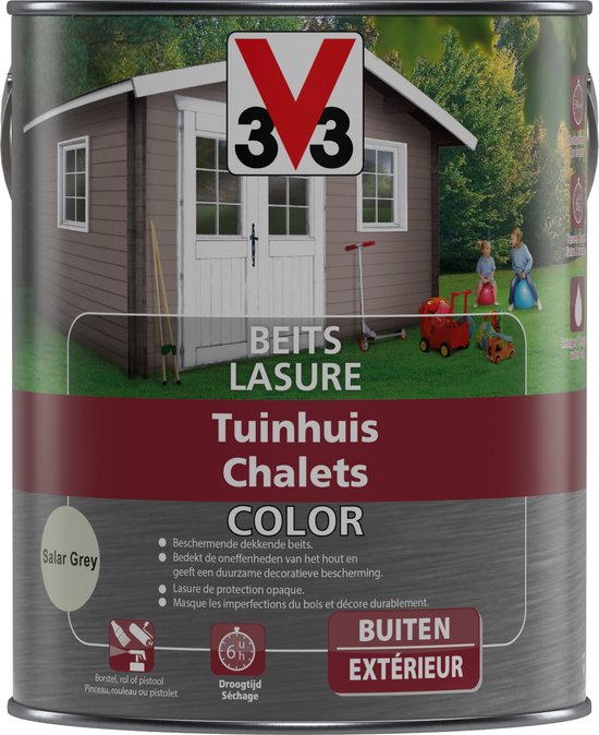 V33 houtbeits Tuinhuis salar grey zijdeglans 2,5L | bol